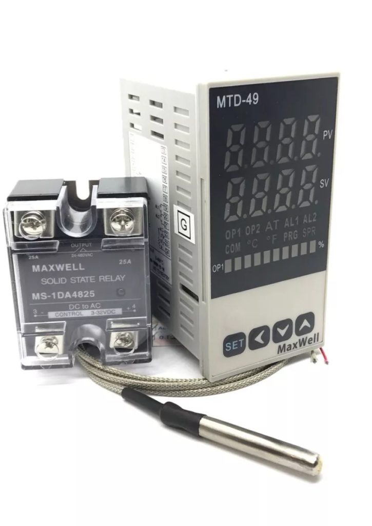 Conjunto Controlador de Temperatura Maxwell MTD + Relay Estado Solido SSR 25 Amper + Termocupla ...