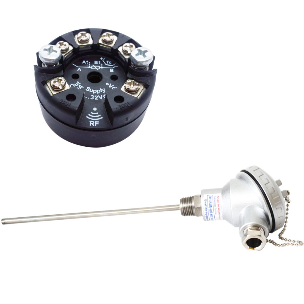 Sensor RTD PT100 3 Hilos + Transmisor 4-20ma Nfc Cab DIN B Vaina Long ...